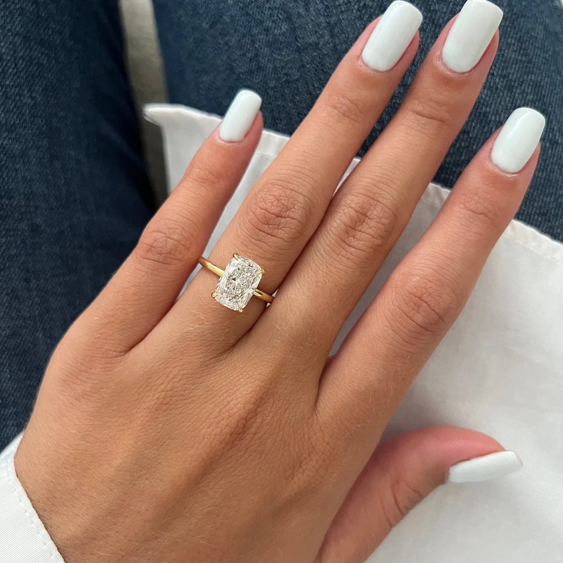 3 Carat Lab Diamond Ring 3 CT Elongated Cushion Diamond Elongated ...