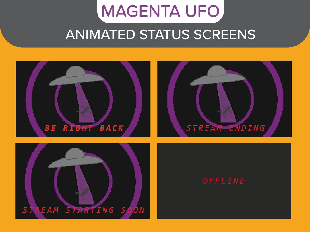 MAGENTA UFO ANIMATED X4 Status Screen Scenes stream Starting Soon ...