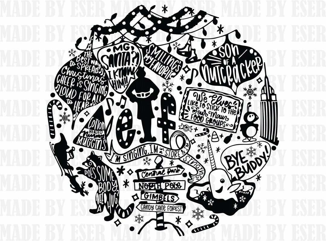 Elf Movie Collage Theme Svg, Png, Eps, Dxf, Jpg, Design, Buddy the Elf ...