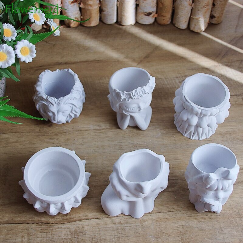 Buy Face Flower Pot Silicone Mold for Cement, Plaster, Drip Glue Online ...