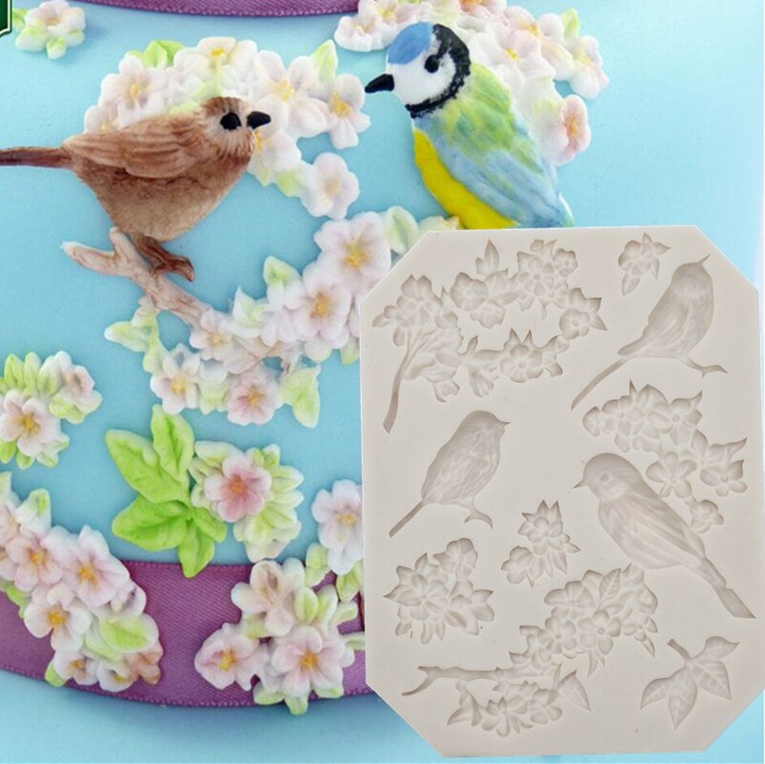 Flower Bird Silicone Mould for DIY Fondant, Chocolate, Resin, Cake ...