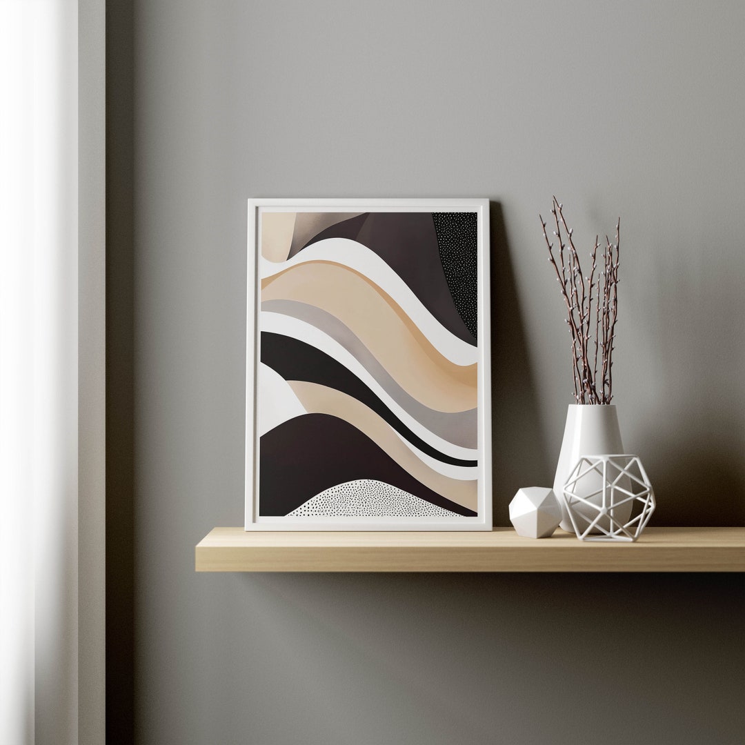 Neutral Abstract Art Wave, Modern Wall Art, Cream Decor, Chic Home ...