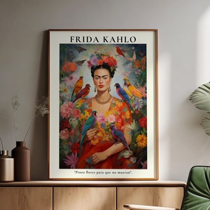 Frida Kahlo Birds and Flowers Poster, Frida Kahlos Print, Mexican Art ...