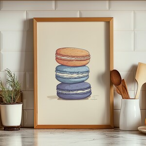 Macaron Print Cookie Poster, Coffee Bar Print, Coffee Bar Decor, Kitchen Wall Art, Kitchen ...