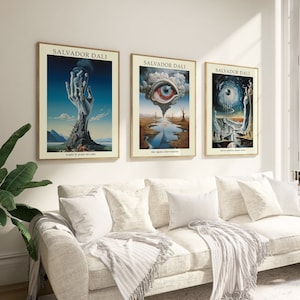 Salvador Dali Set of 3 Wall Art Prints, Exhibition Poster, Dali Print ...