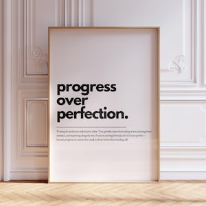 Motivational Poster, Progress Over Perfection, Uplifting Quote ...