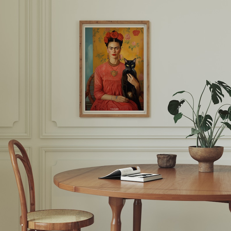 Frida Kahlo Portrait With Black Cat, Frida Khalo, Frida Kahlos Print ...