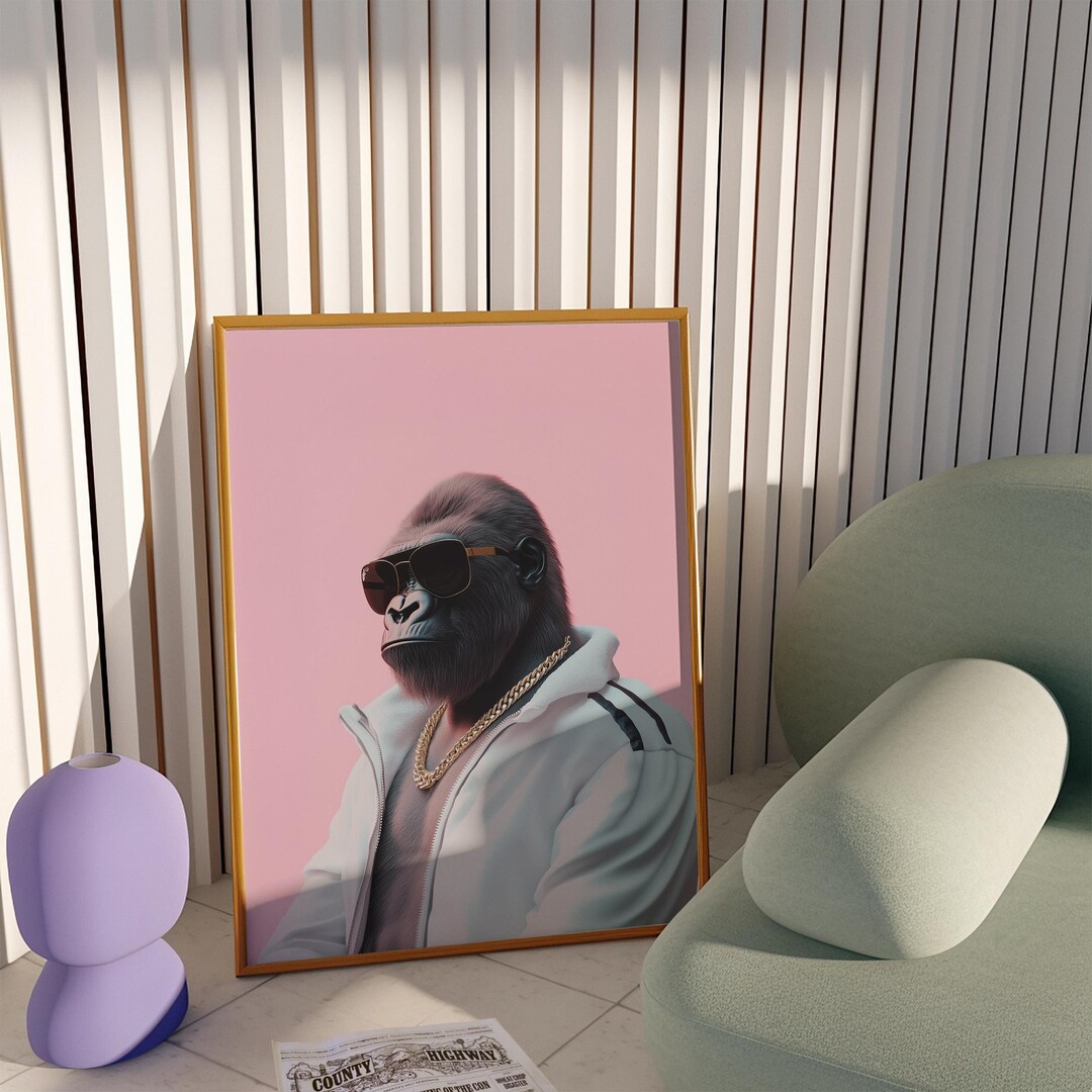 Funny Gorilla Poster, Funny Animal Print, Printable Wall Art, Trendy ...