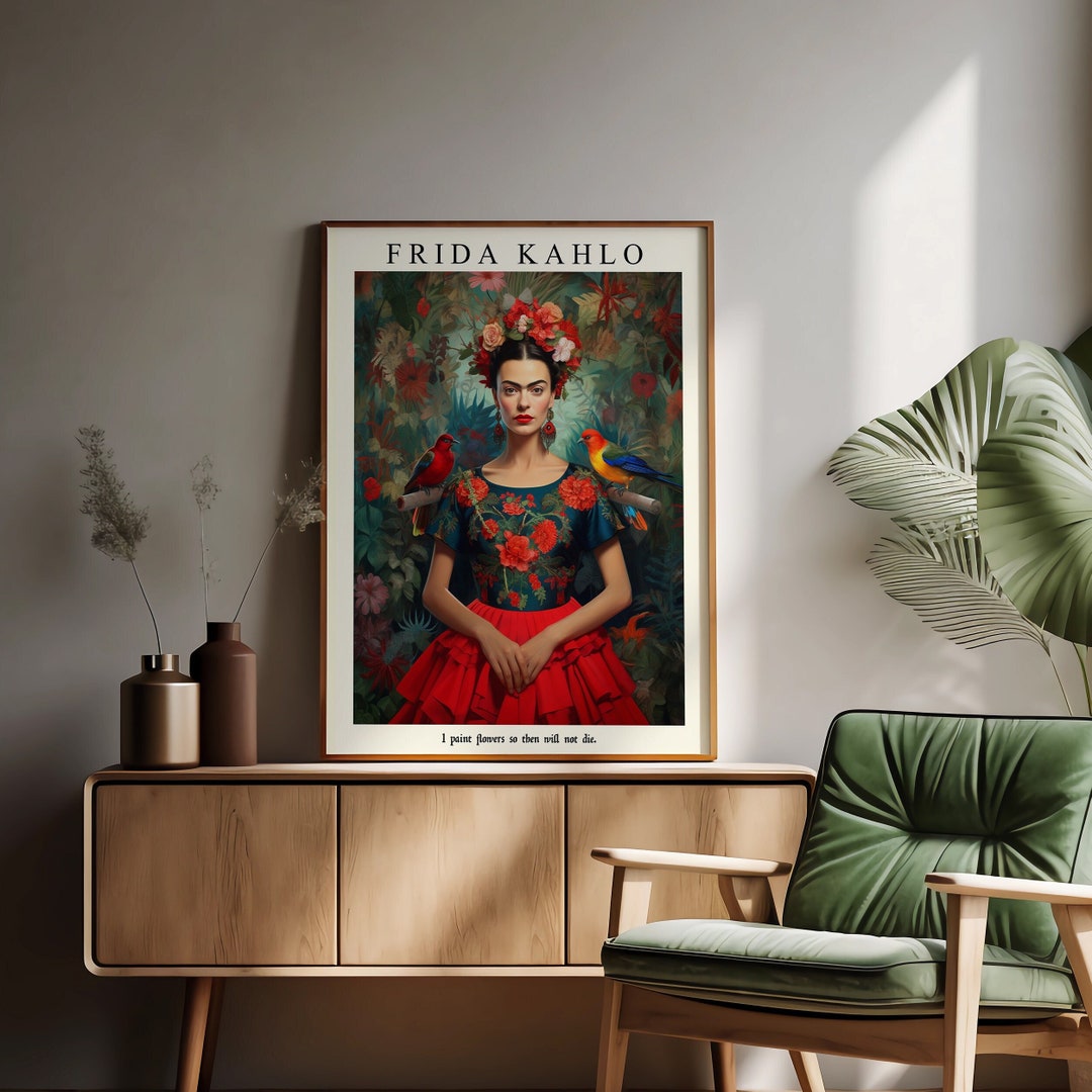 Frida Kahlo Flowers and Animals Portrait Digital Download - Etsy