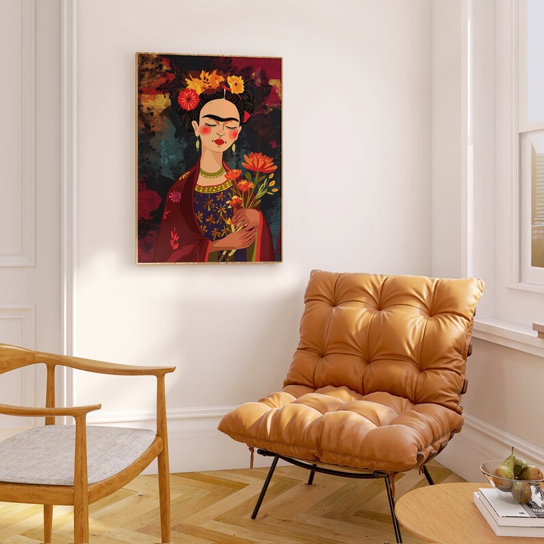 Frida Kahlo Unique Cartoon Portrait, Digital Download, Mexican Art ...