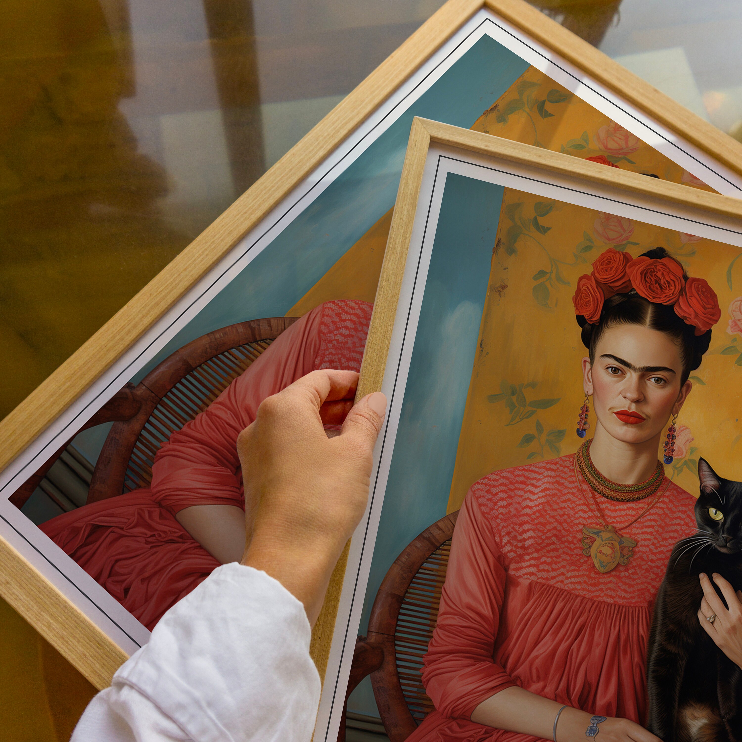 Frida Kahlo Portrait With Black Cat, Feminist Art Print, Digital ...