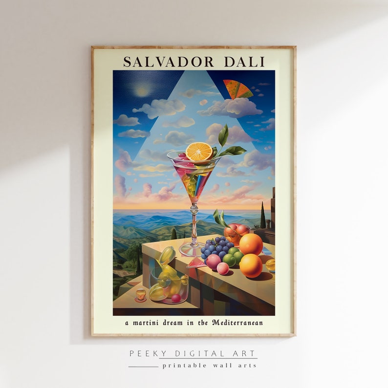 Salvador Dali Martini Cocktail Poster, Digital Prints, Dali Wall Art ...