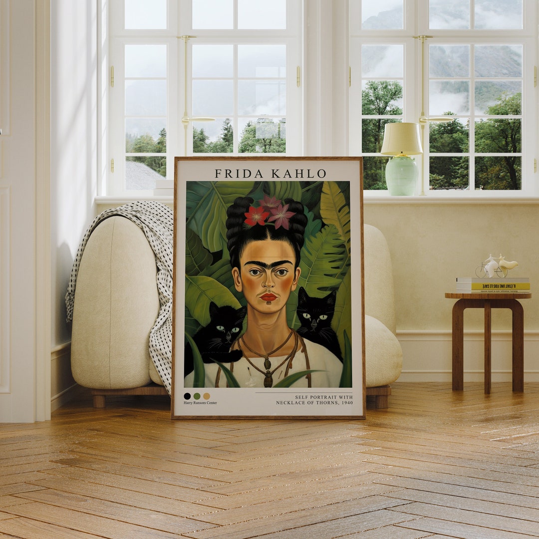 Frida Kahlo With Black Cats in Jungle, Frida Kahlos Print, Frida Kahlo ...