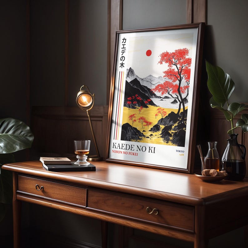 Traditional Japanese Landscape Poster, Japanese Wall Art, Japandi Wall ...