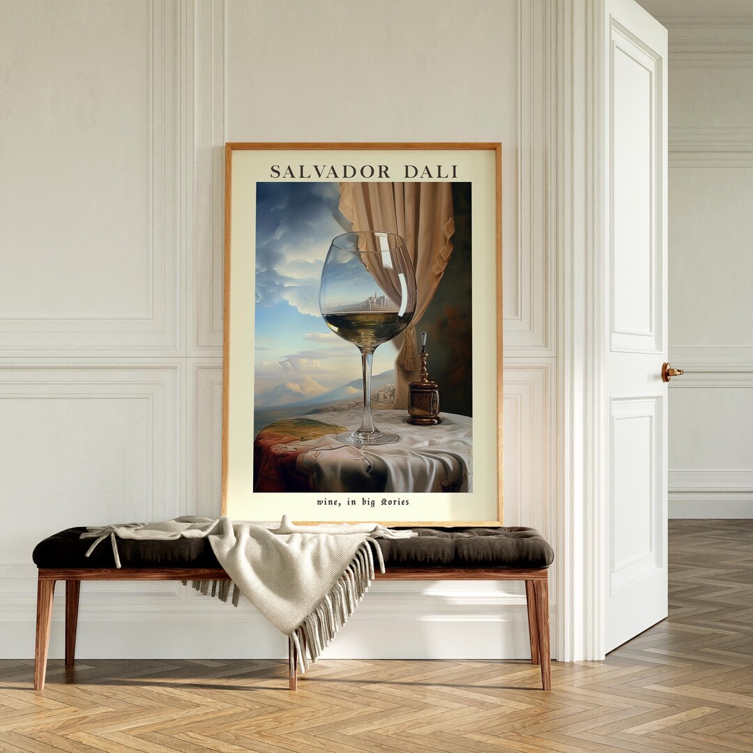 Salvador Dali Wine Poster, Dali Print, Digital Prints, Dali Wall Art ...