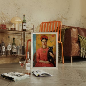 Frida Kahlo Portrait With Black Cat, Frida Khalo, Frida Kahlos Print ...