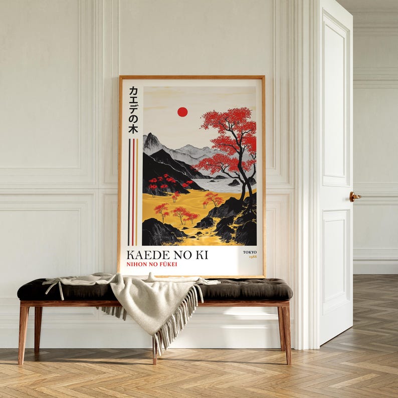 Traditional Japanese Landscape Poster, Japanese Wall Art, Japandi Wall ...