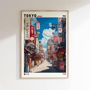 Tokyo Street Poster, Japanese Market Wall Art, Urban Japan Print, Retro ...