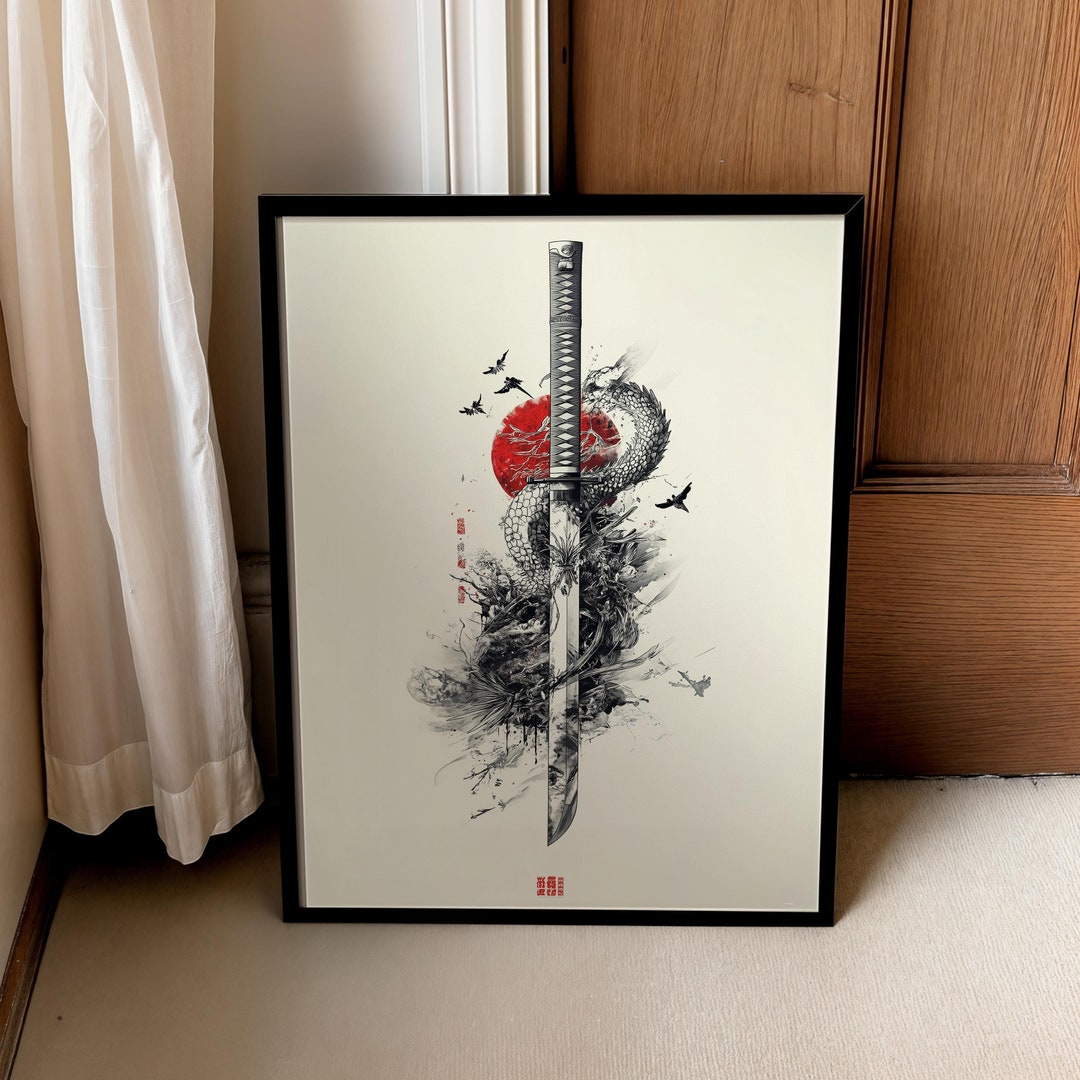 Japanese Katana Art Print, Japanese Traditional Poster, Japanese Wall ...