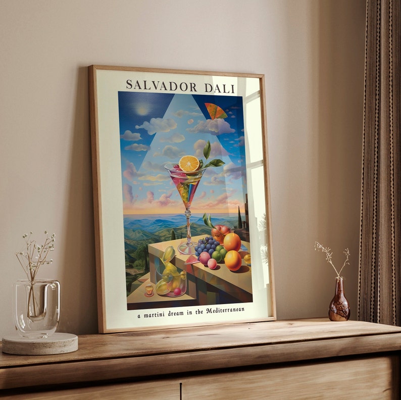 Salvador Dali Martini Cocktail Poster, Digital Prints, Dali Wall Art ...