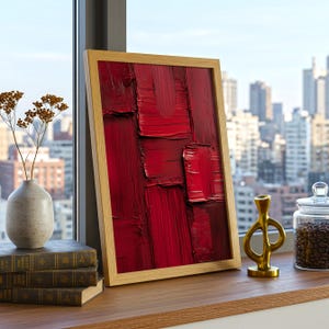 Red Modern Wall Art, Mid Century Modern Wall Art, Minimalist Living ...