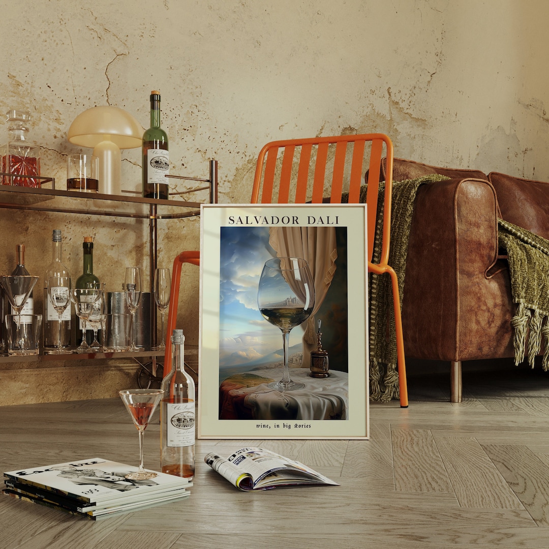 Salvador Dali Wine Poster, Dali Print, Digital Prints, Dali Wall Art ...