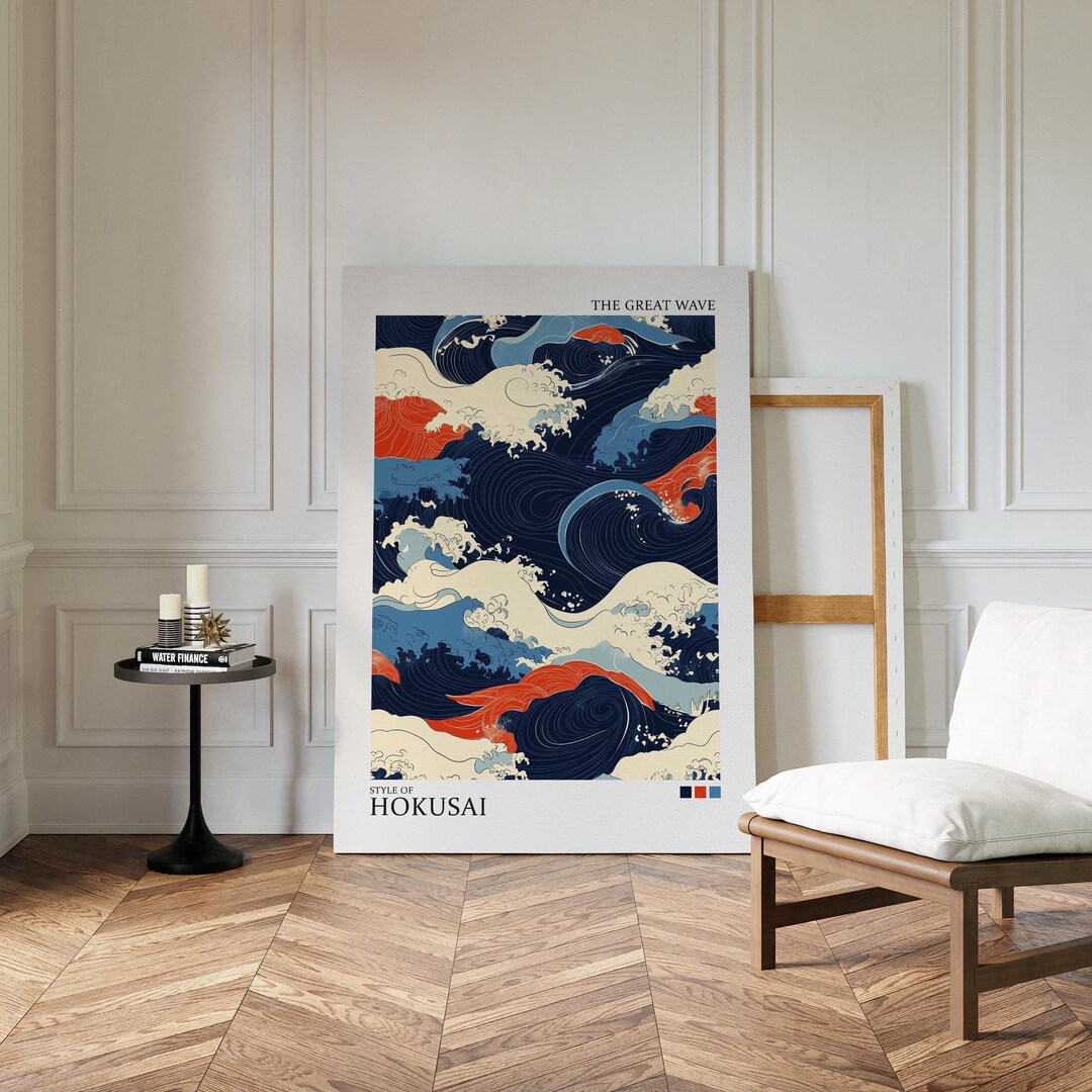 Hokusai Style the Great Wave Poster, Japandi Wall Art, Hokusai Print ...