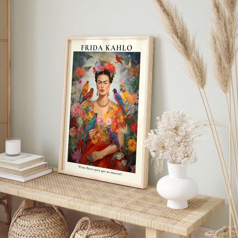 Frida Kahlo Birds and Flowers Poster, Frida Kahlos Print, Mexican Art ...