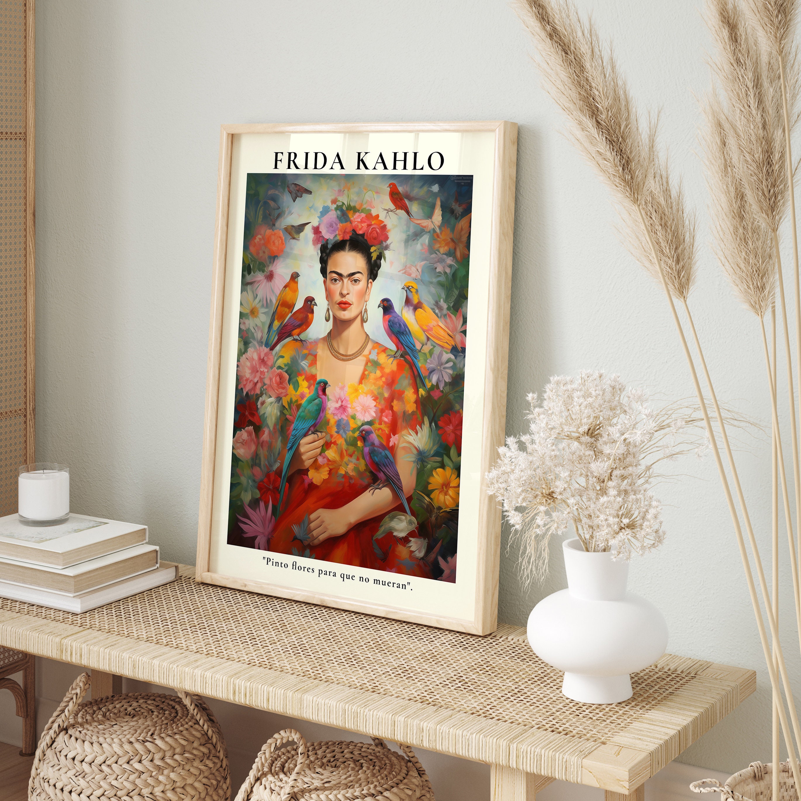 Frida Kahlo Birds and Flowers Poster, Frida Kahlos Print, Mexican Art ...