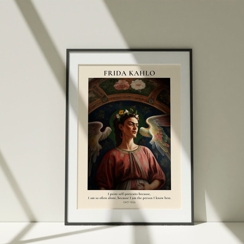 Frida Kahlo Self-portrait Quote Print, Angelic Mexican Feminist Wall ...