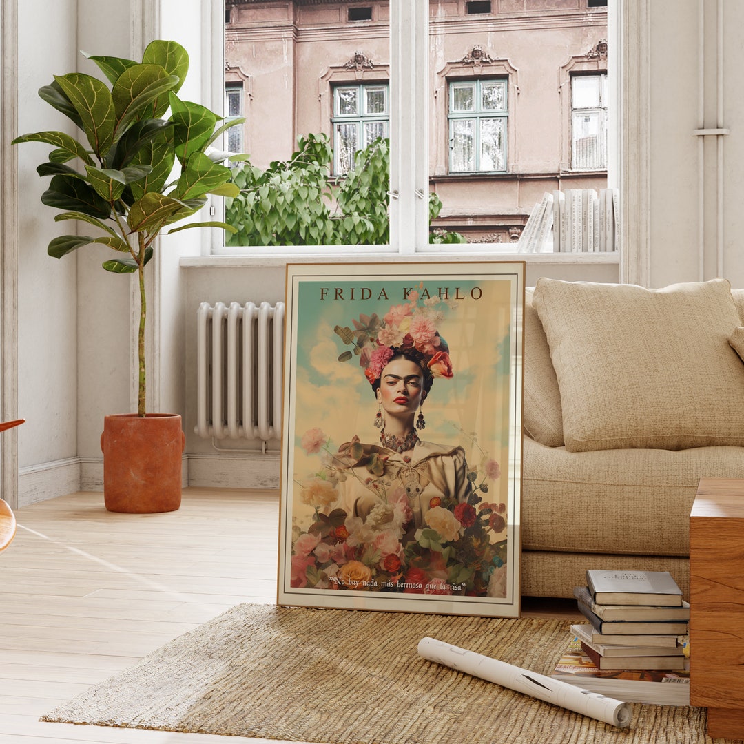 Frida Kahlo Floral Art Poster, Inspirational Quote Wall Art, Colorful ...
