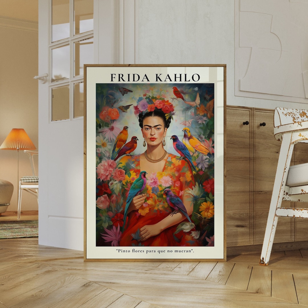 Frida Kahlo Birds and Flowers Poster, Frida Kahlos Print, Mexican Art ...