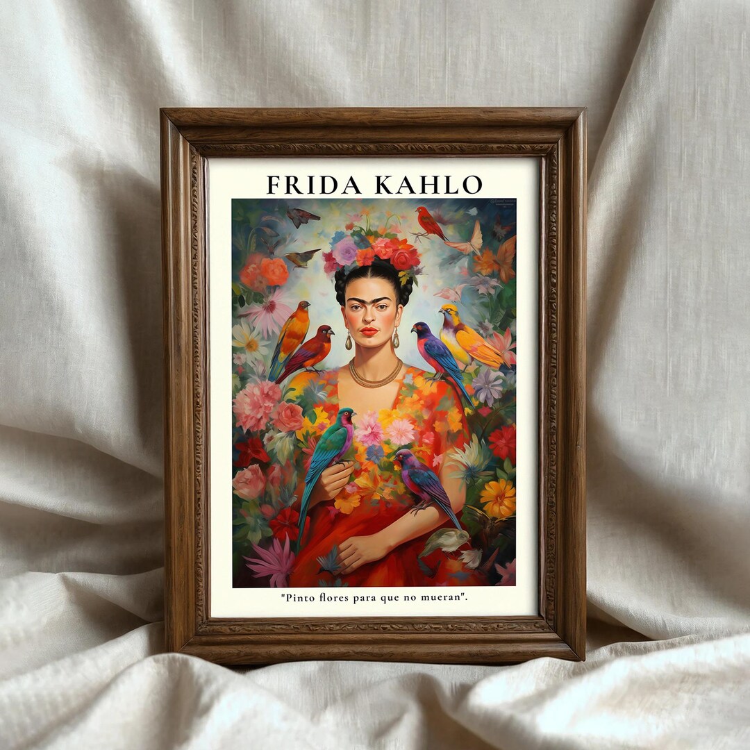 Frida Kahlo Birds and Flowers Poster, Frida Kahlos Print, Feminist ...