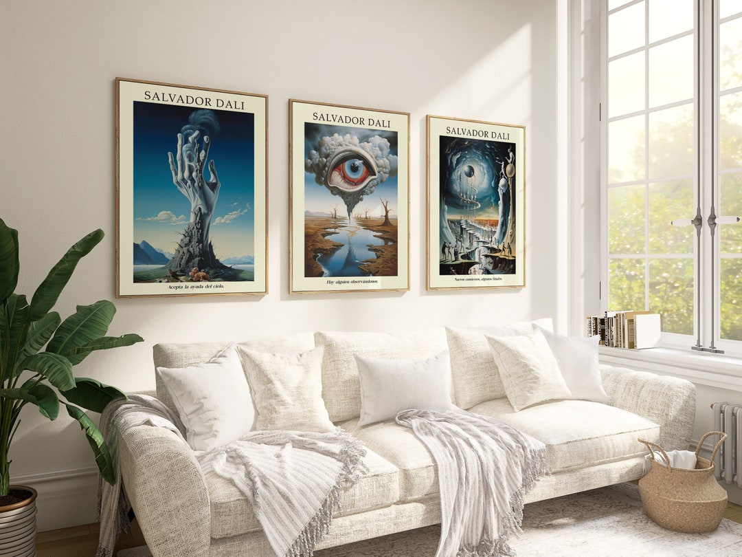 Salvador Dali Set of 3 Wall Art Prints, Exhibition Poster, Dali Print ...
