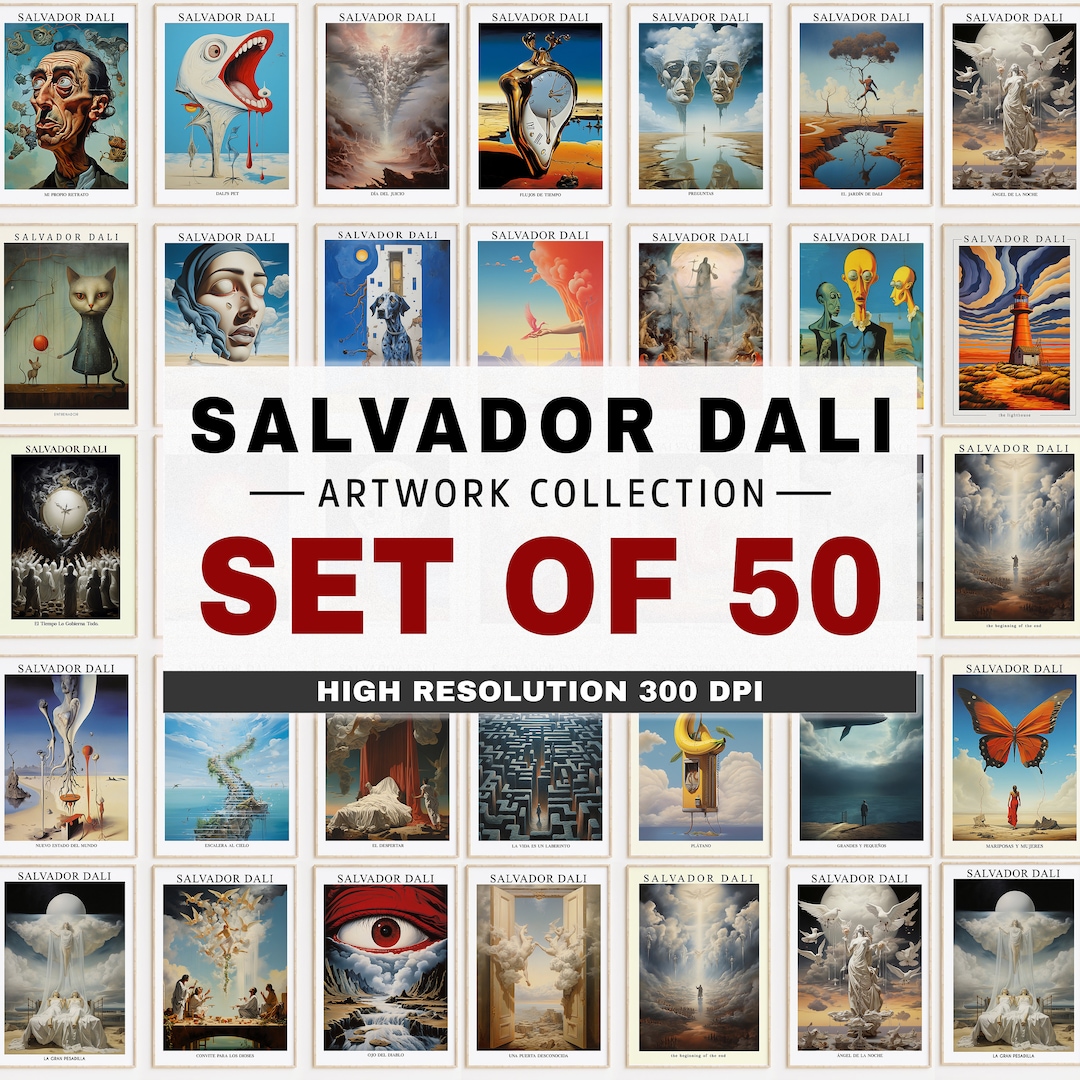 Salvador Dali Set of 50 Art Collection, Digital Download, Gallery Wall ...