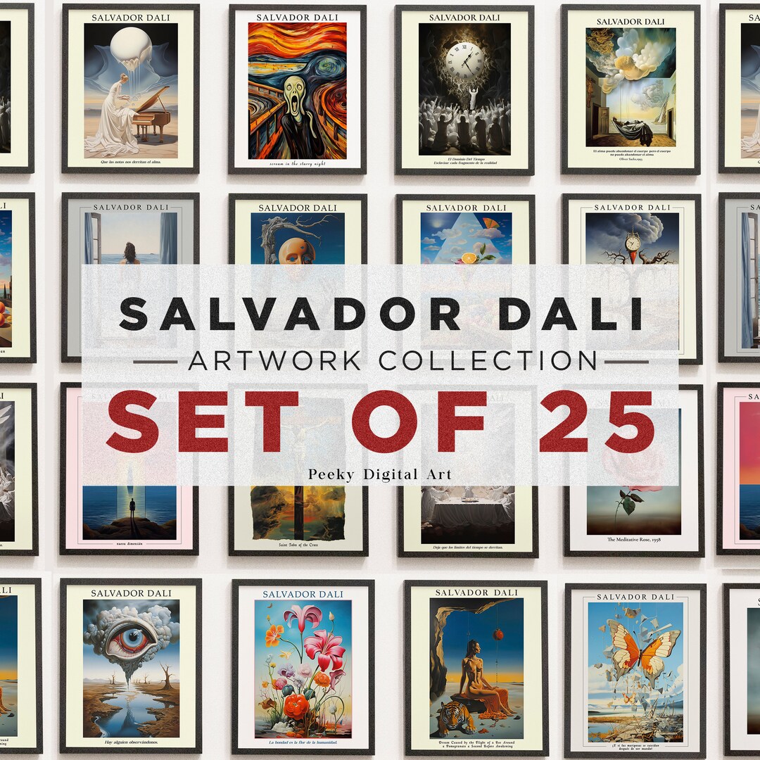 Salvador Dali Set of 25 Art Collection, Digital Download, Gallery Wall ...