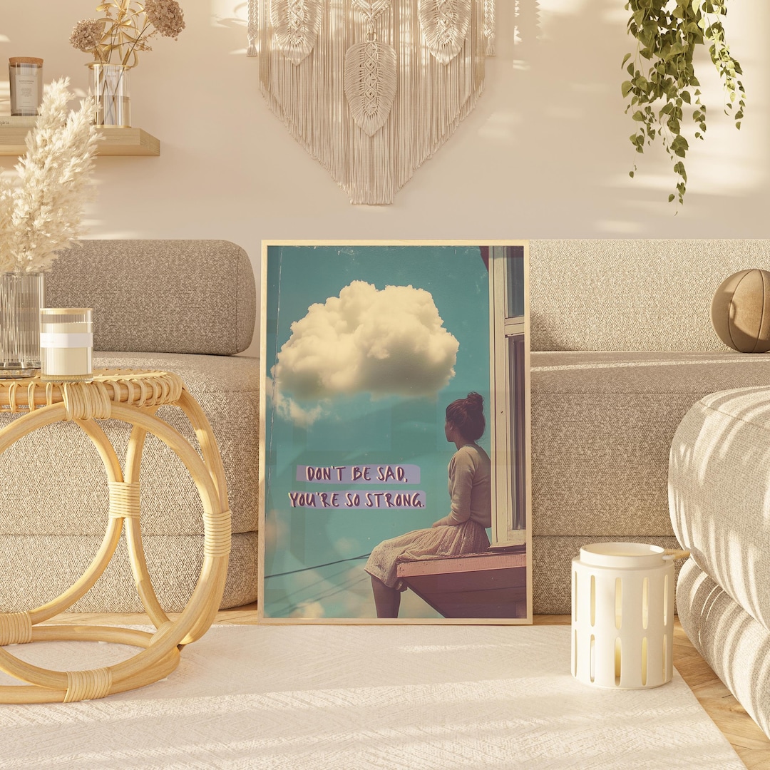 Positive Affirmation Motivational Poster, Cloud Wall Art, Retro Wall ...