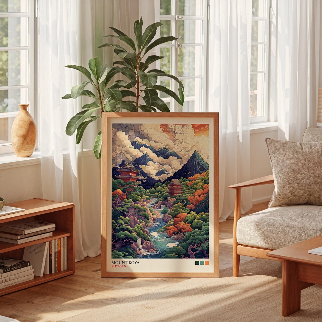 Mount Koya Japanese Wall Art, Japandi Wall Art, Modern Wave Wall Art ...