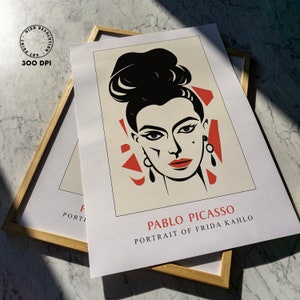 Portrait of Frida Kahlo by Pablo Picasso, Frida Khalo Print, Abstract ...