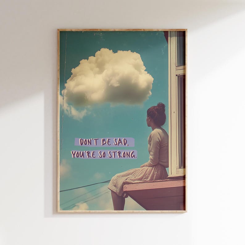 Positive Affirmation Motivational Poster, Cloud Wall Art, Retro Wall ...