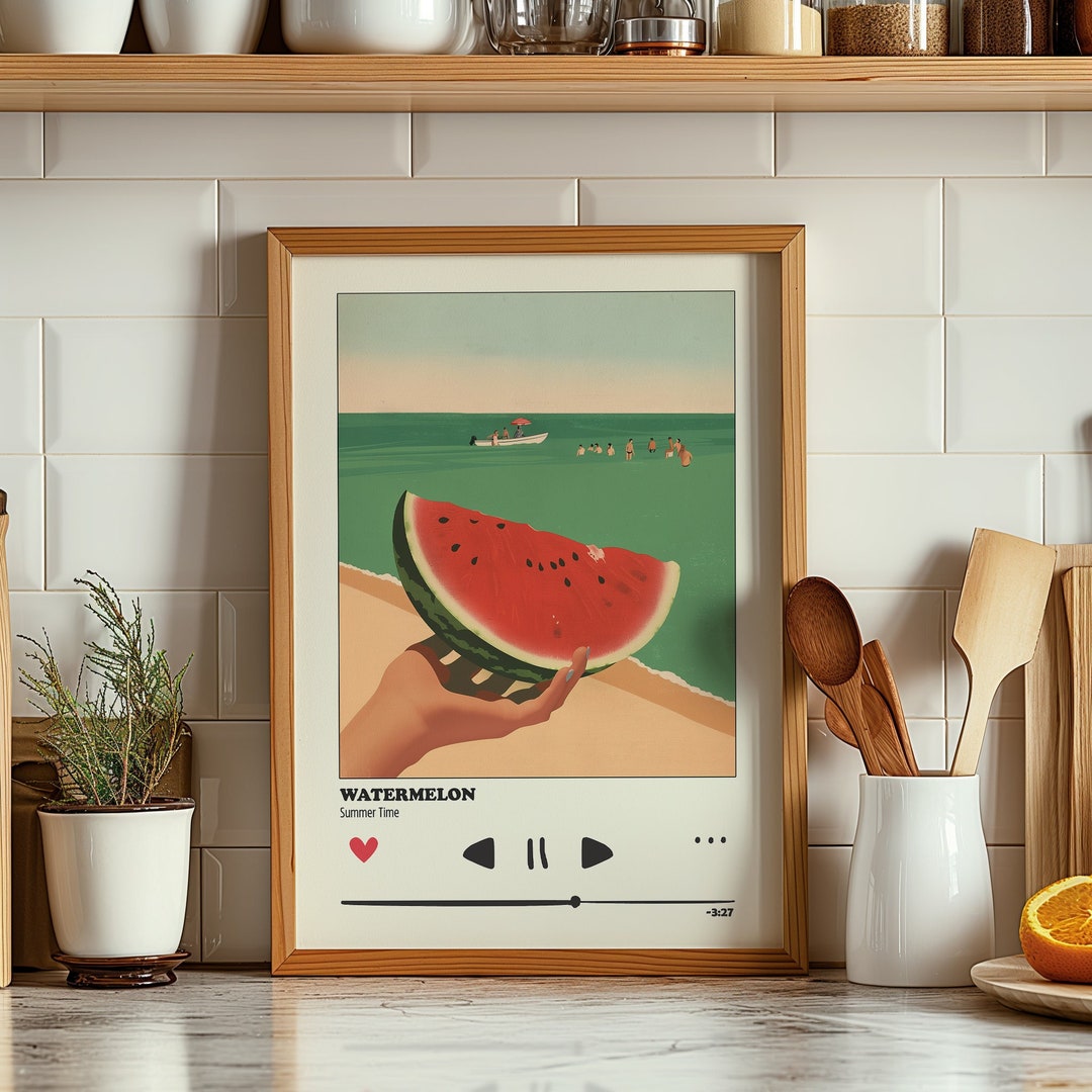 Watermelon Poster, Kitchen Wall Art, Food Print, Watermelon Print ...