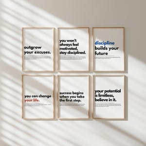 Motivational Posters Set of 50 Prints, Typography Poster, Inspirational ...