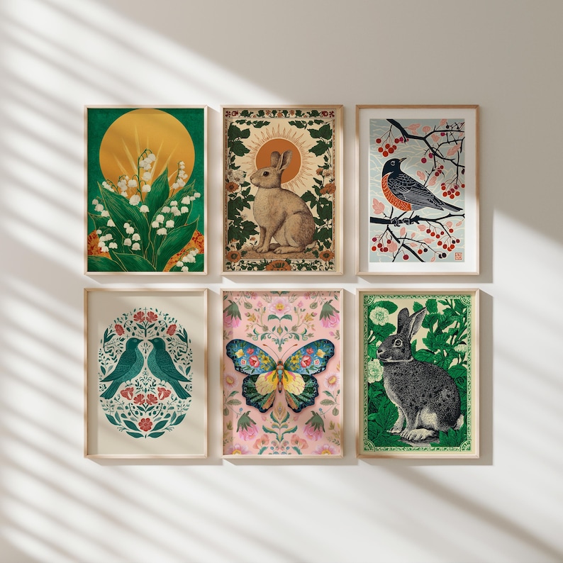 50 Piece Folk Art Prints Set: Scandinavian, Polish & Mexican Decor ...