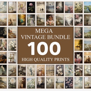 100 Vintage Wall Art Mega Bundle, Digital Download, Large Vintage Art ...
