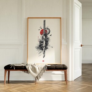 Japanese Katana Art Print, Japanese Traditional Poster, Japanese Wall ...