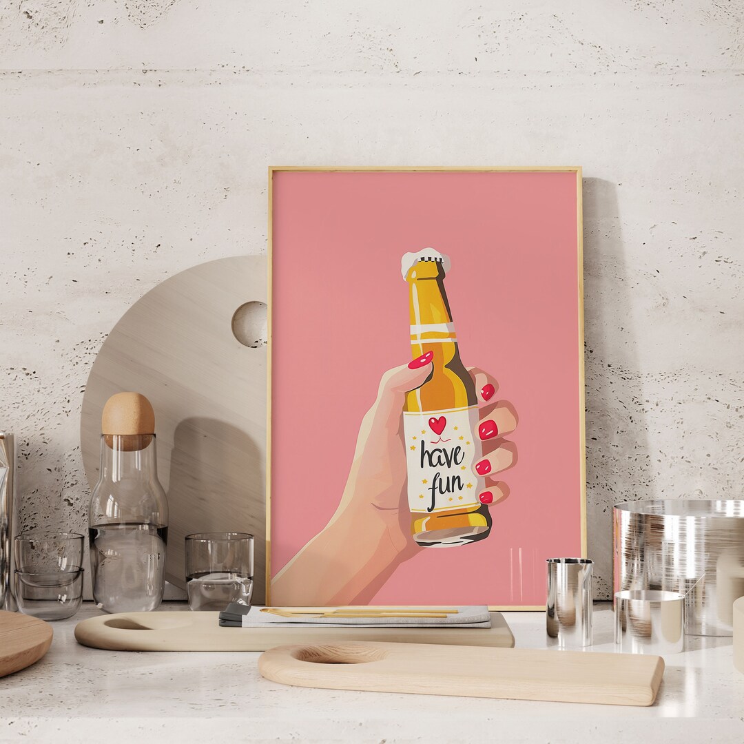 Beer Poster, Retro Cocktail Print, Abstract Cocktail Wall Art, Bar Cart ...