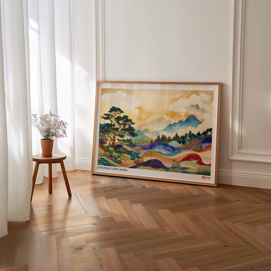 Abstract Japanese Landscape Poster, Japanese Wall Art, Japandi Wall Art ...