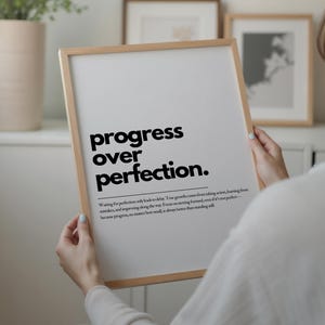 Motivational Poster, Progress Over Perfection, Uplifting Quote ...