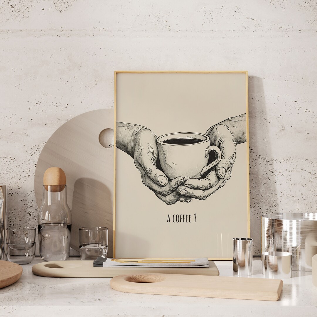 Cute Coffee Print, Coffee Print, Kitchen Wall Art, Bar Cart Decor ...