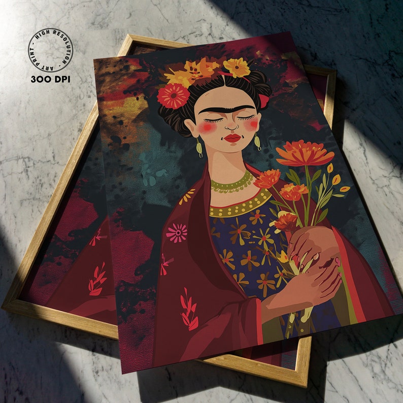 Frida Kahlo Unique Cartoon Portrait, Digital Download, Mexican Art ...